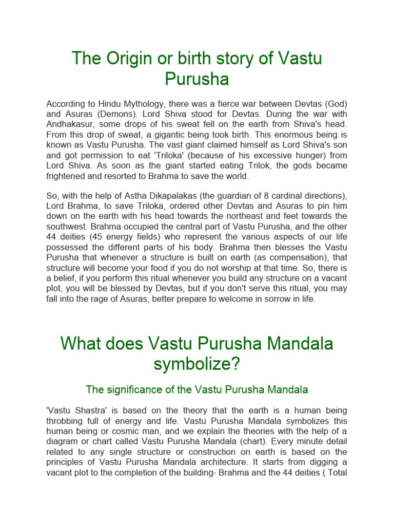 Vastu Purusha: Myths and Mandala Insights | PDF | Shiva | Mandala