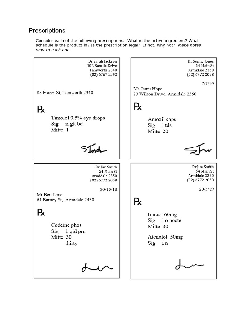 3.4 Interpreting Prescriptions Worksheet NSW | PDF | Pharmacology | Patient