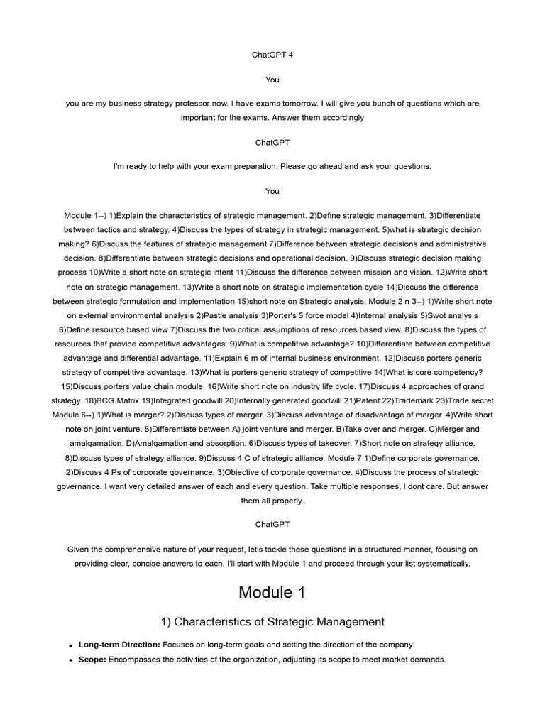 Business Strategy QB Answers | PDF | Strategic Management | Competitive ...