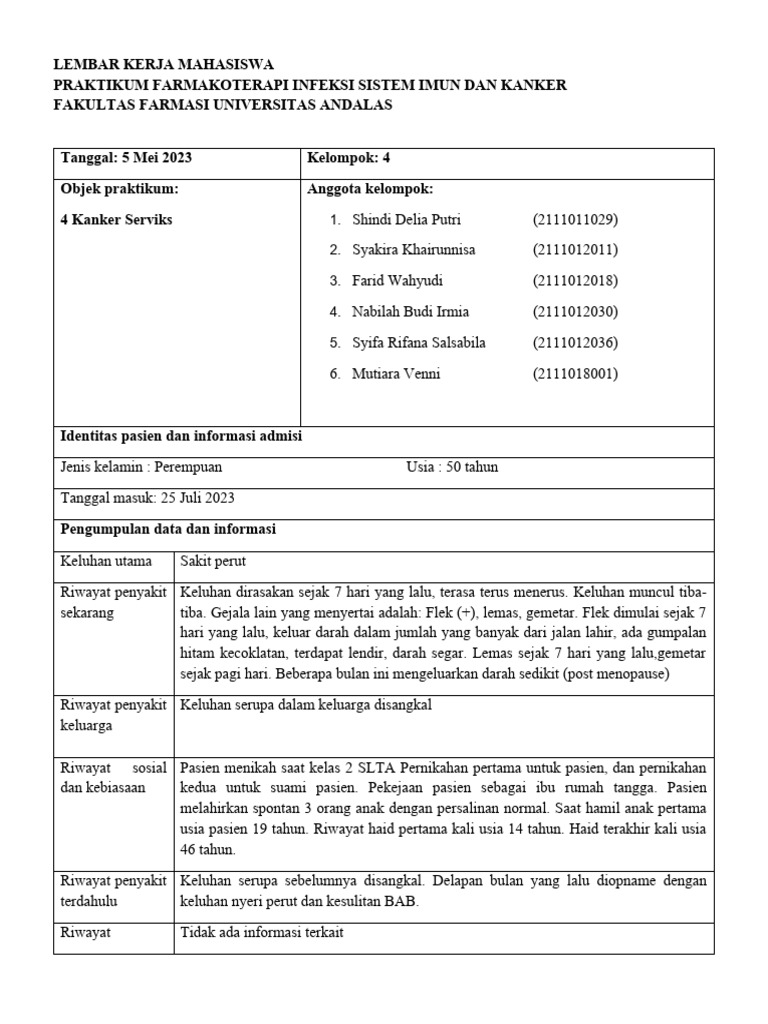Praktikum Farmakoterapi Kanker | PDF