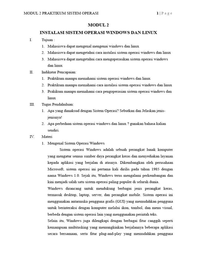 Modul 2 Instalasi Windows Dan Linux | PDF