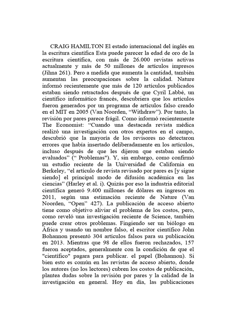 HAMILTON C-Internat. State of Eng. in Scientific Writing | PDF | Idioma ...