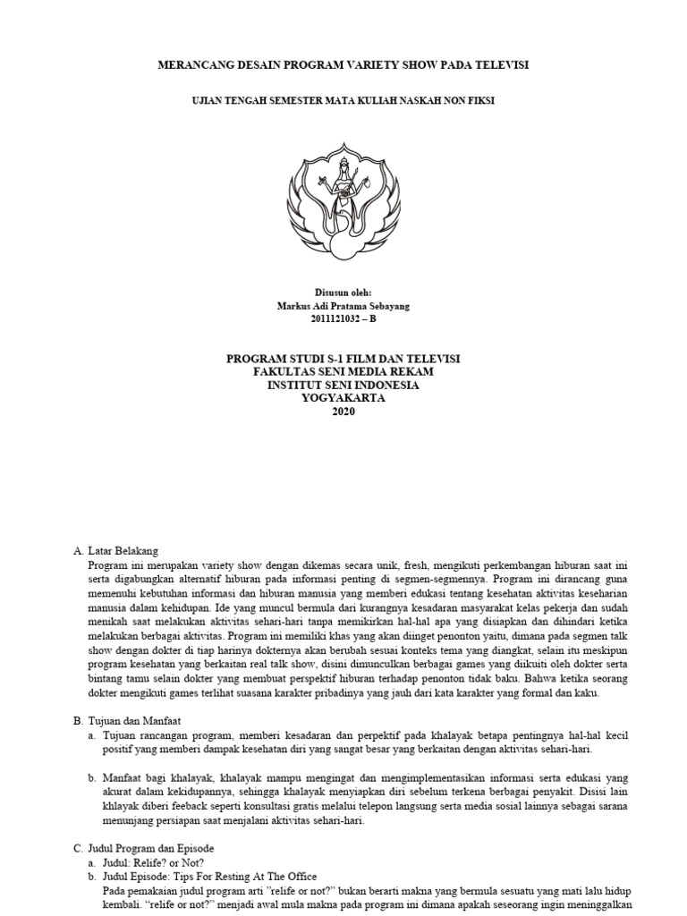 Desain Program Variety Show Kesehatan | PDF