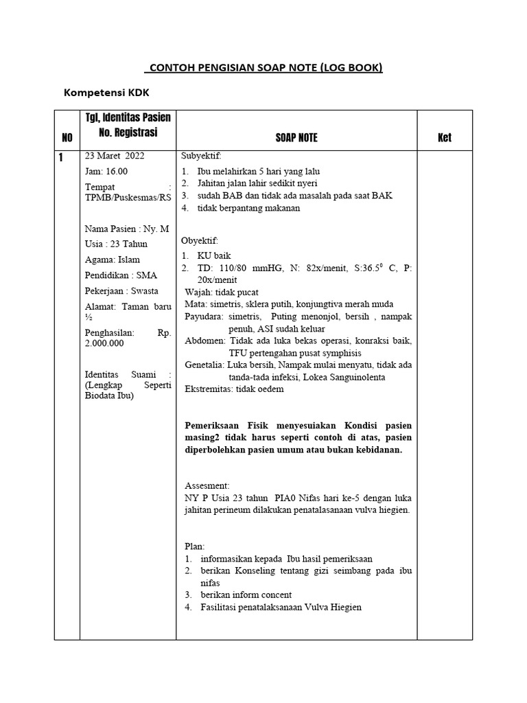 Contoh Pengisian Log Book | PDF