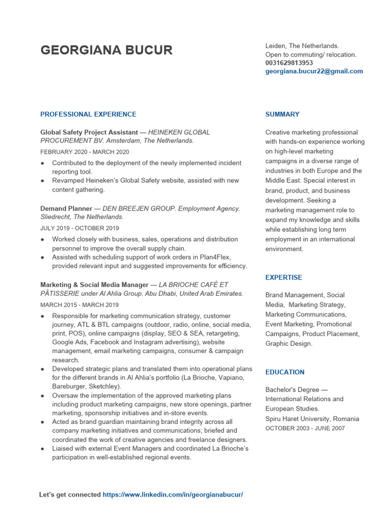 Georgiana Bucur CV | PDF | Marketing | Marketing Communications