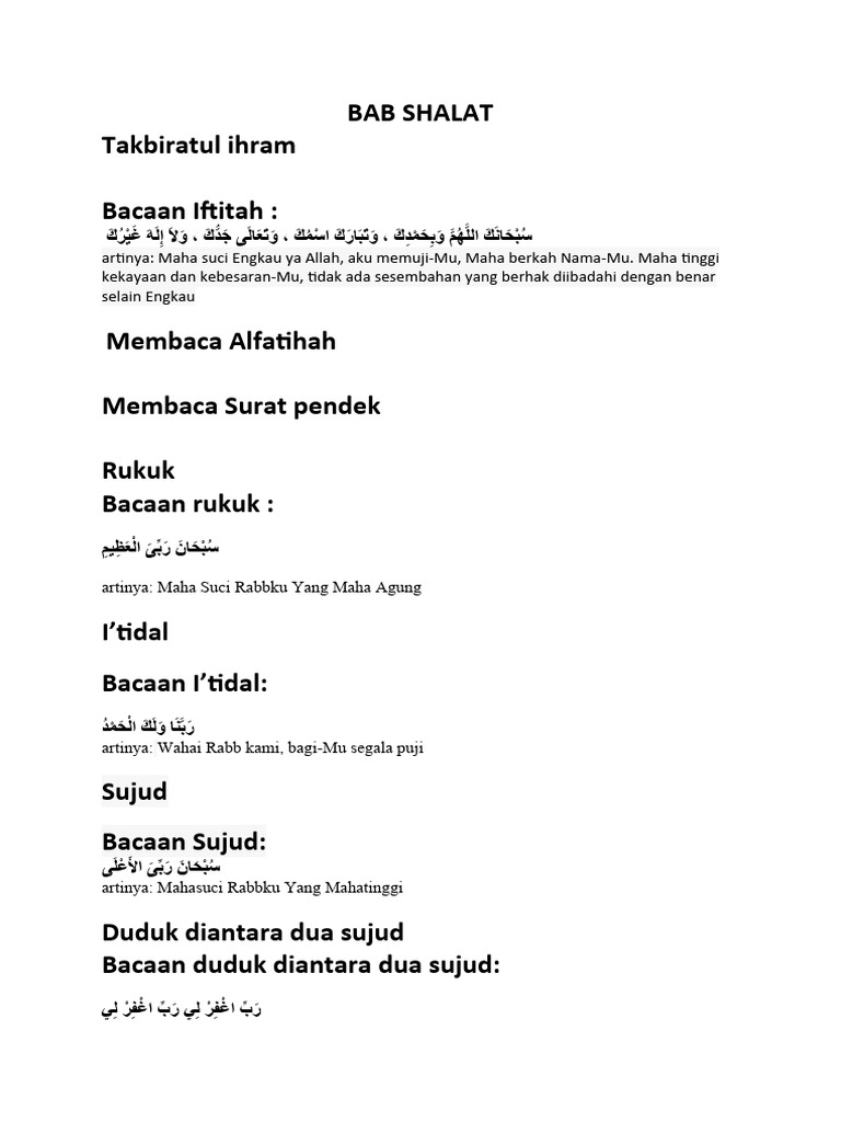 Bab Shalat Dan Bab Dzikir | PDF