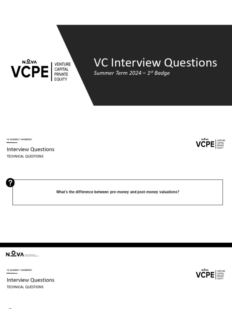 VC Interview Questions 1stbadge | PDF | Valuation (Finance) | Convertible Bond