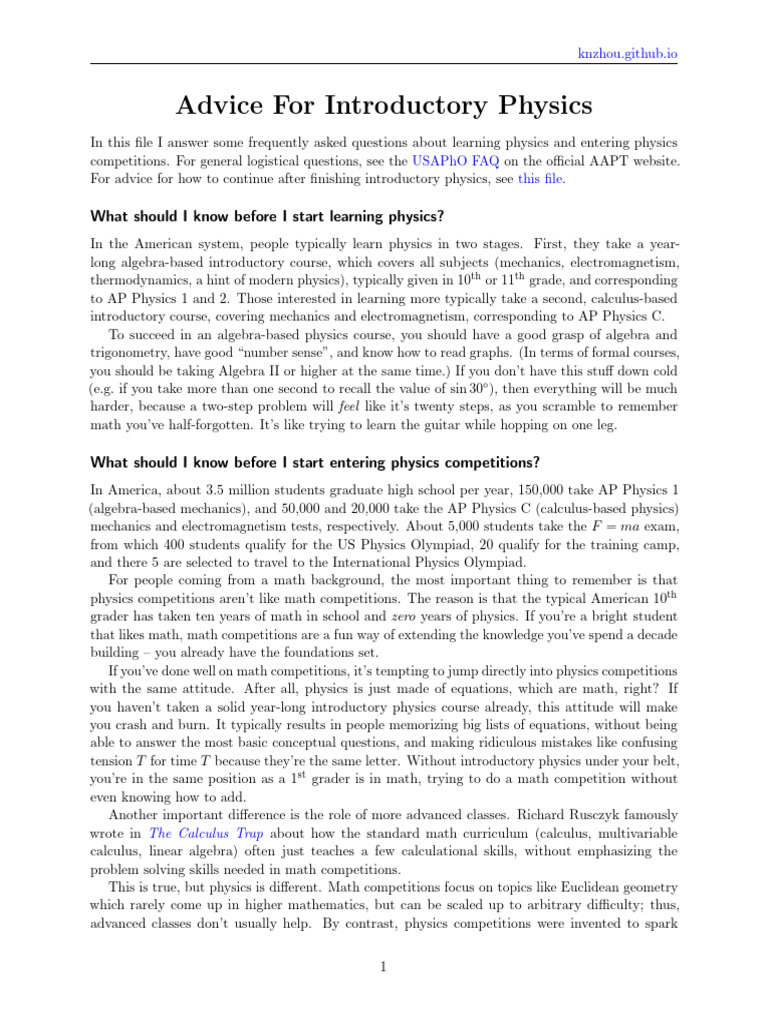 Advice | PDF | Mathematics | Physics