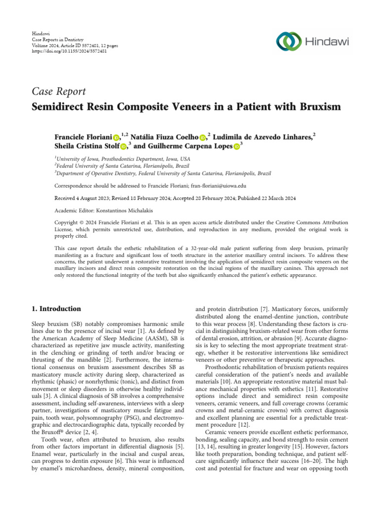 Semidirect Resin Composite Veneers in A Patient With Bruxism | PDF ...