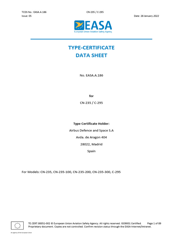 EASA Type Certificate Data Sheet CN-235/C-295 | PDF | Aircraft | Aviation