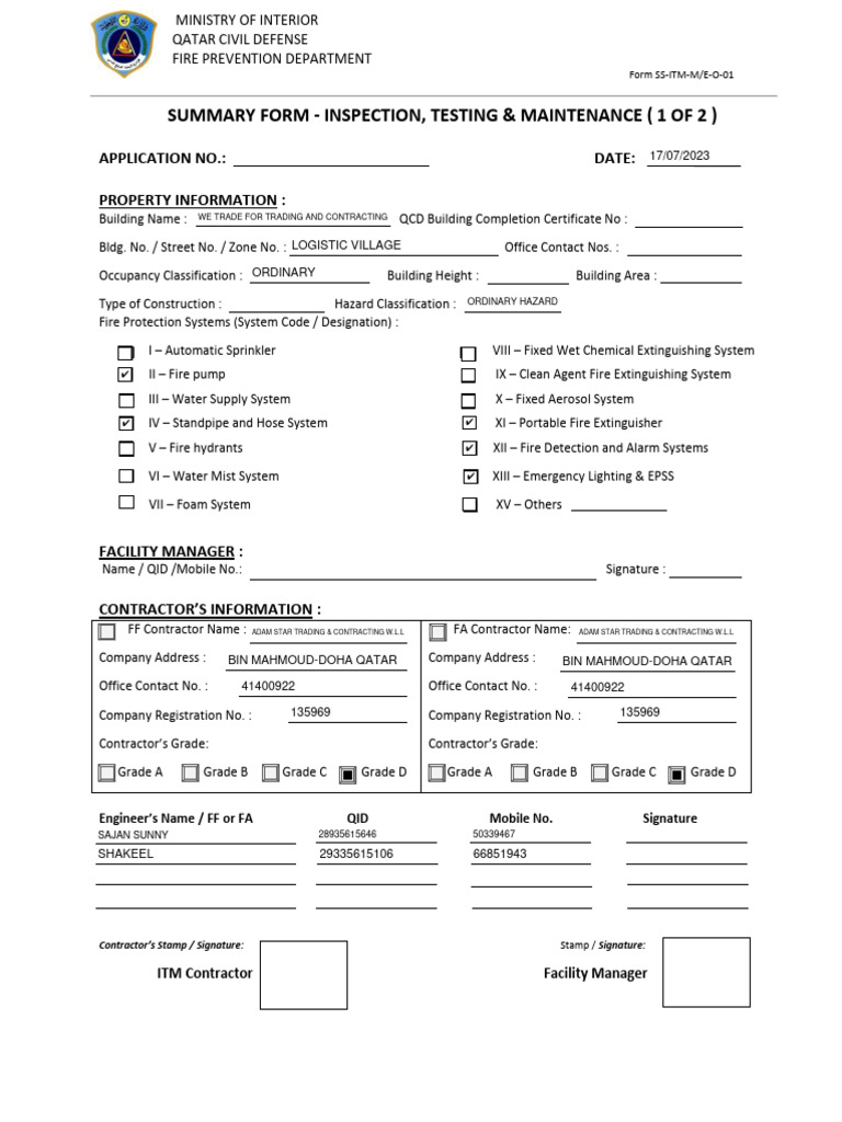 007 Inspection Testing and Maintenance | PDF | Fires | Firefighting