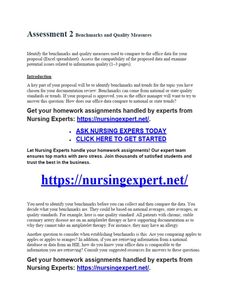 Assessment 2 Benchmarksand Quality Measures | PDF | Preventive ...