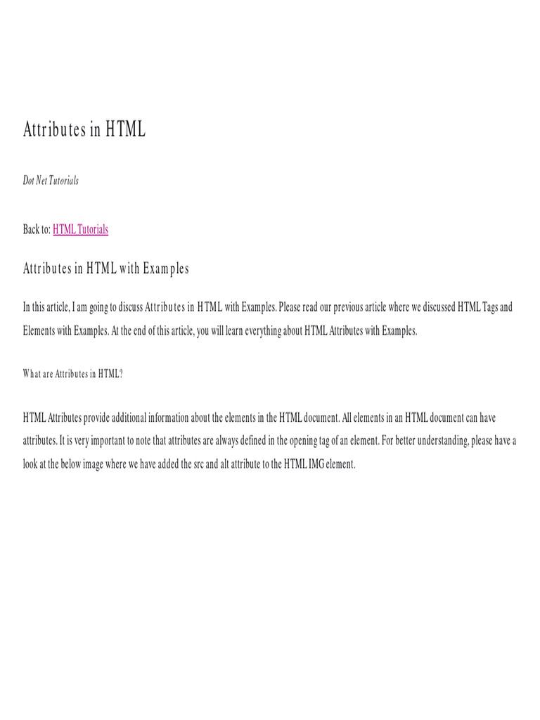 Attributes in HTML | PDF | Html | Html Element