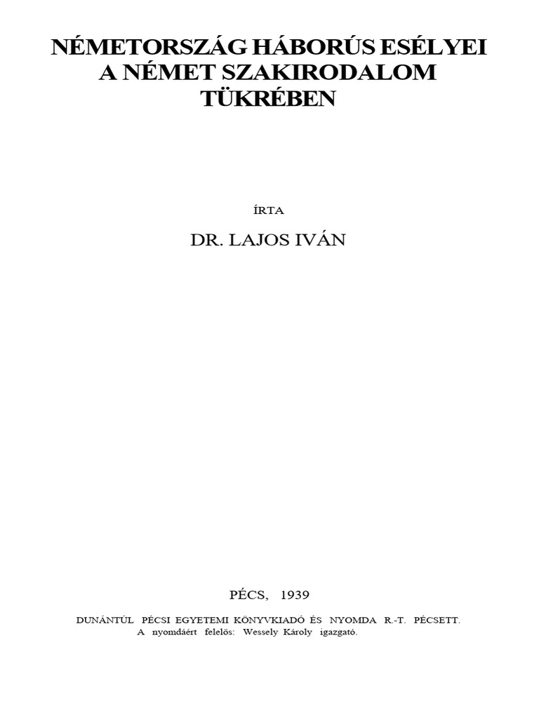 Lajos Ivan Nemetorszag Haborus Eselyei Optimized | PDF