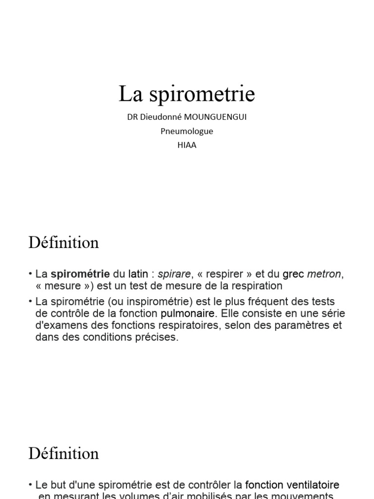Comprendre la Spirométrie | PDF | Respiration | Examen médical
