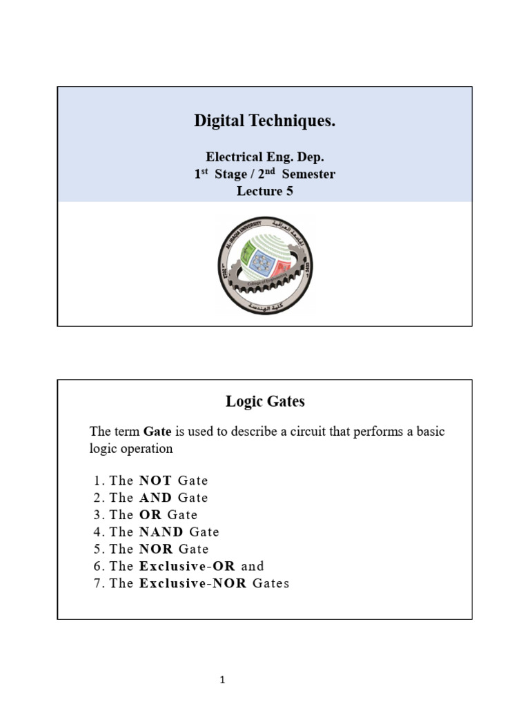 Lec 5 2024 | PDF | Logic Gate | Boolean Algebra