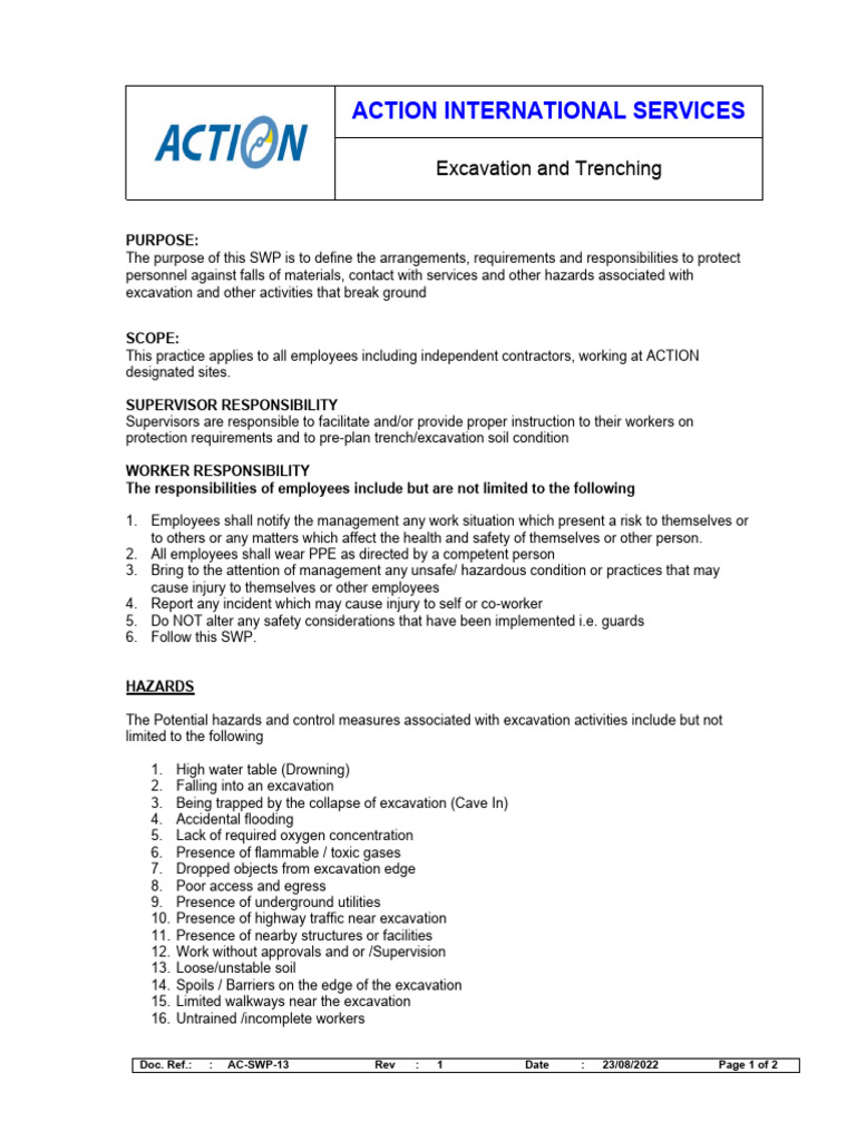 Excavation and Trenching | PDF | Trench | Hazards