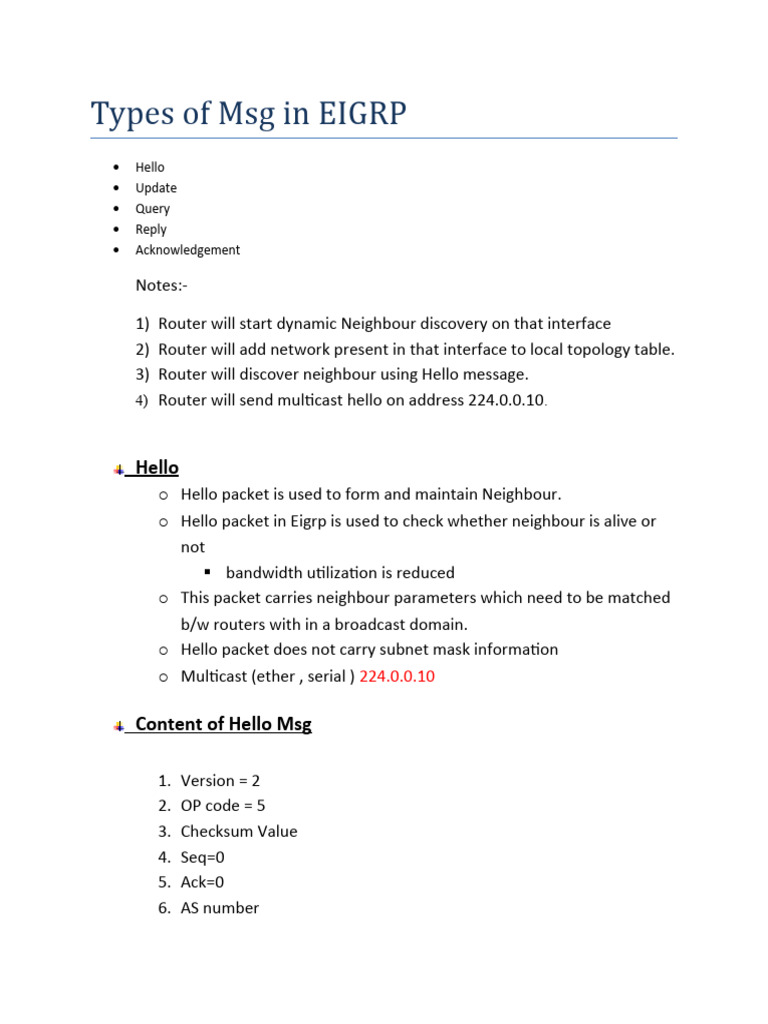 3.1. Types of MSG in EIGRP | Download Free PDF | Transmission Control ...