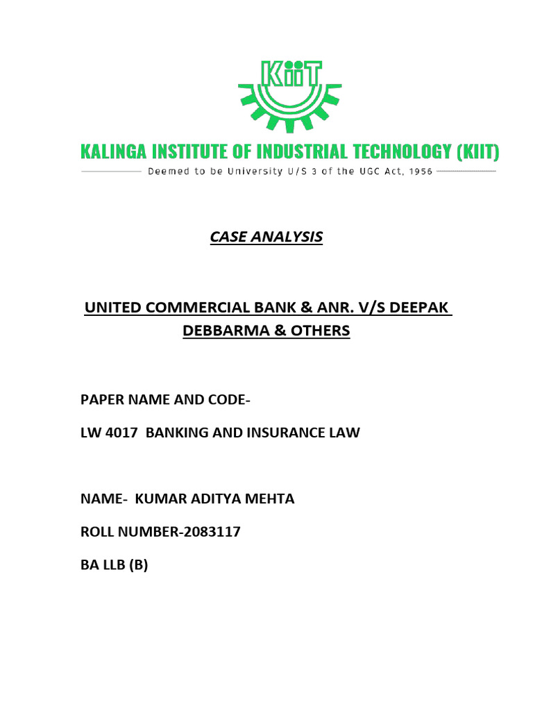 Banking Case Analysis F | PDF