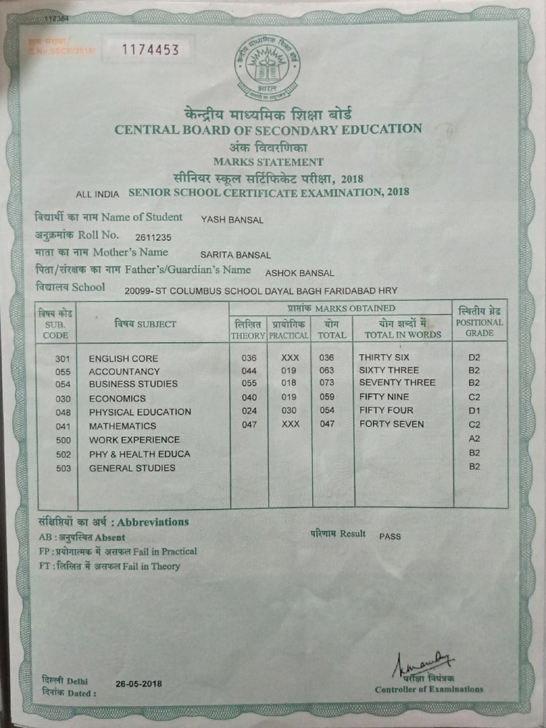 12 Mark Sheet | PDF | Qualifications | Student Assessment And Evaluation