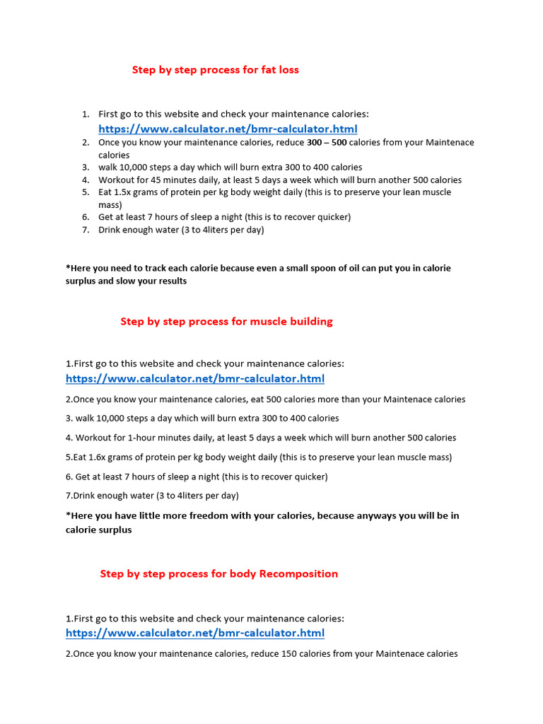 Fat Loss, Muscle Gain, Recomposition Guide | PDF