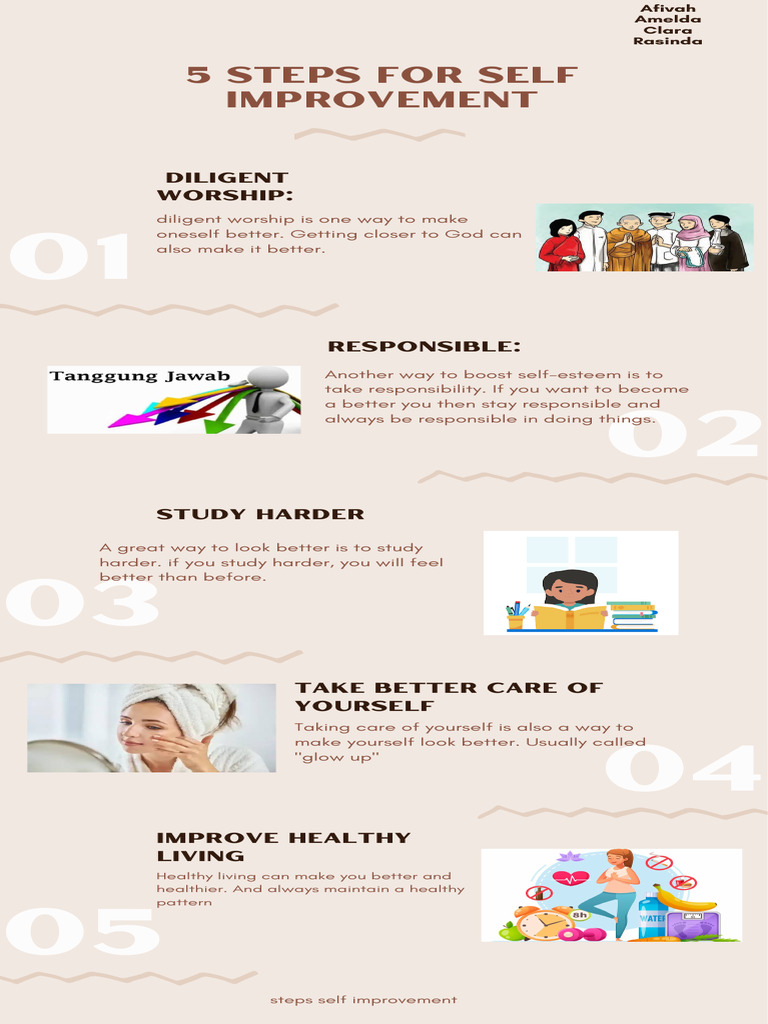 Brown Minimalist Self Esteem Improvement Tips Infographic | PDF
