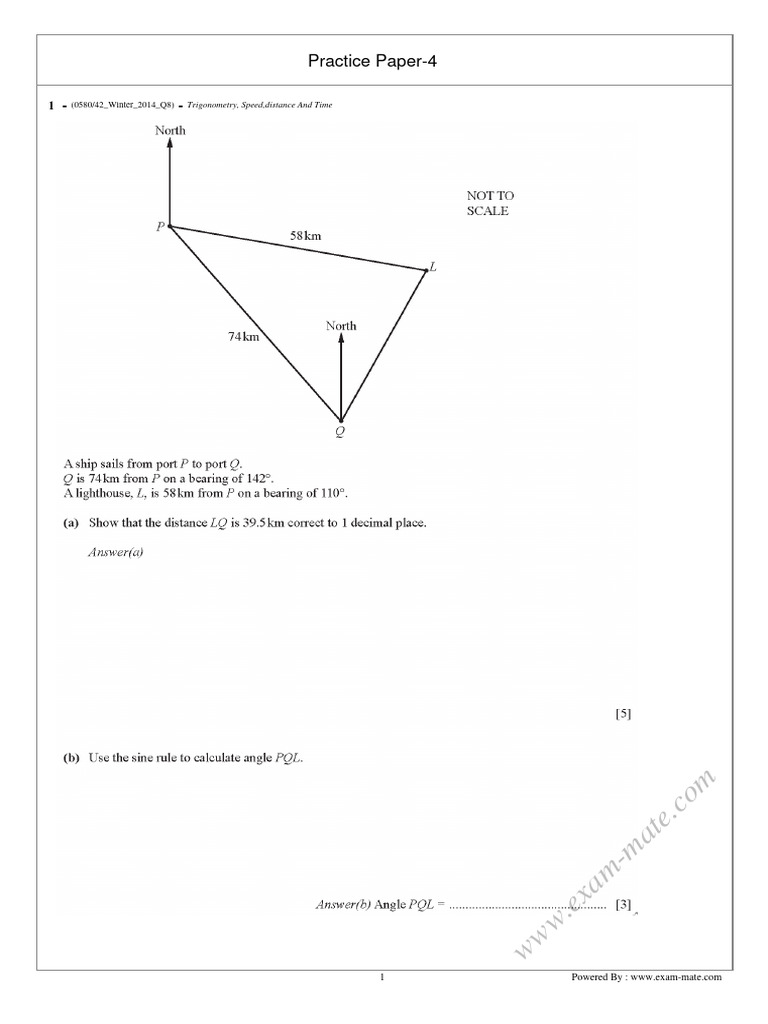 Practice Paper - 4 QP | PDF | Mathematics | Trigonometry