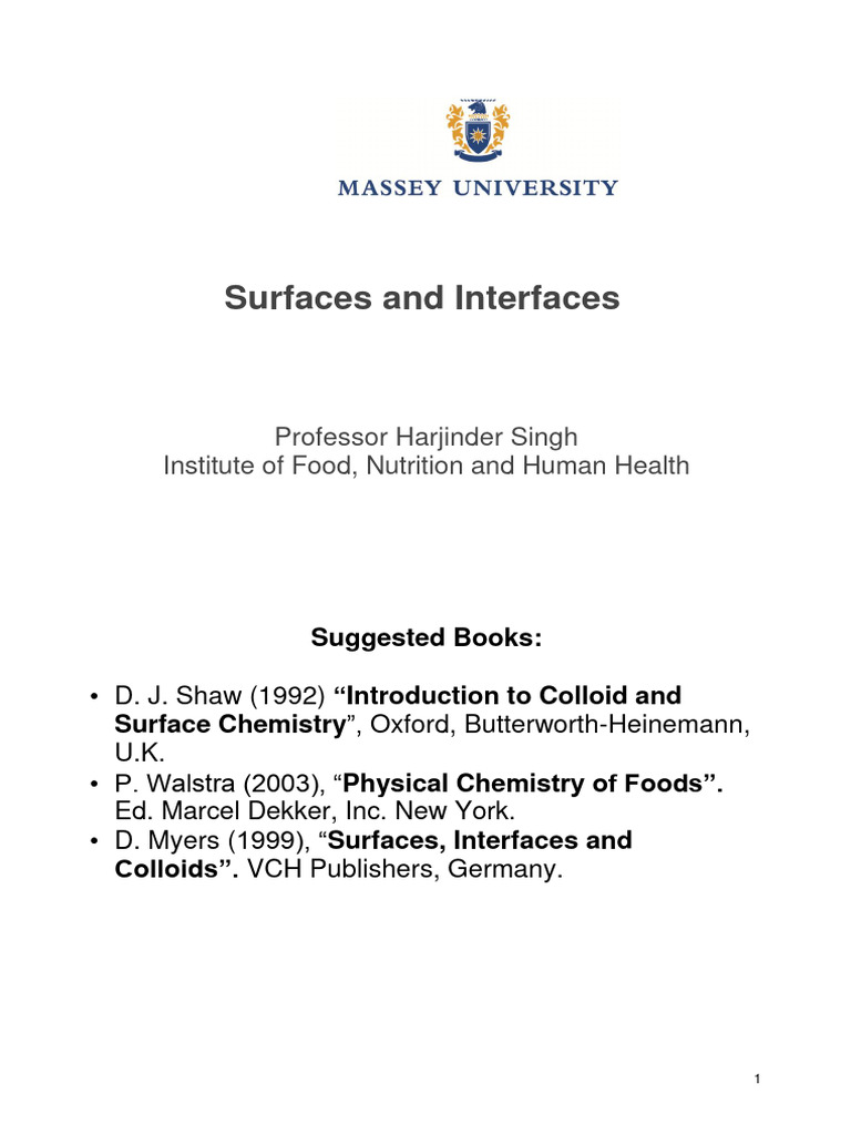 Surfaces and Interfaces | PDF | Surfactant | Wetting
