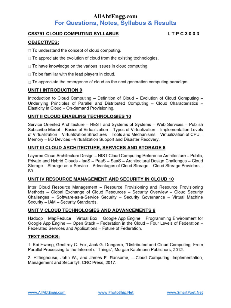 2019-11-21.10.35.30-Cloud Computing (Syllabus) | PDF | Cloud Computing | Computing