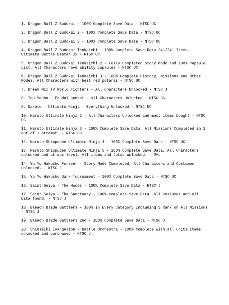 PCSX2 Save File Collection Memory Card 4 | PDF
