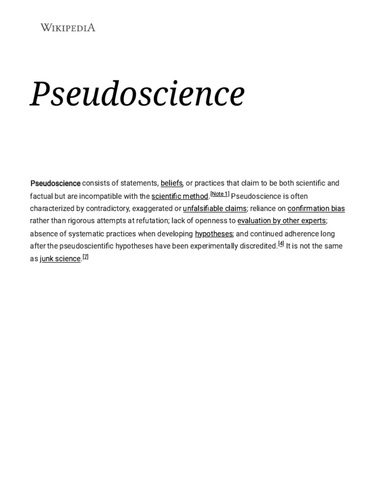 Pseudoscience - Wikipedia | PDF | Pseudoscience | Falsifiability