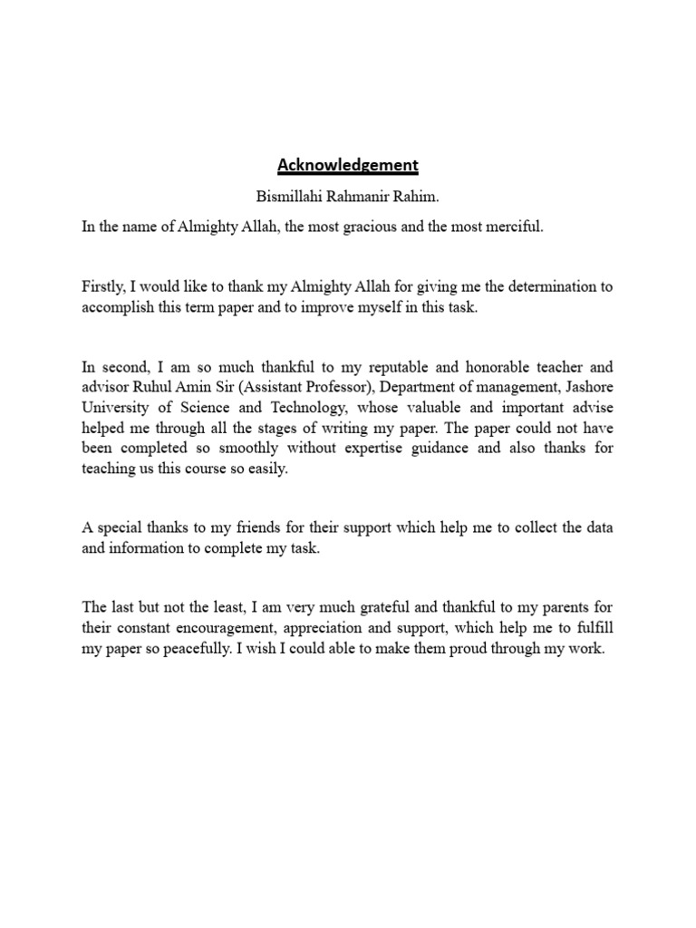 Acknowledgement | PDF | English Language | Verb