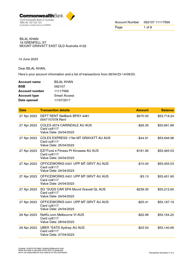 Transaction Summary | PDF | Debits And Credits | Financial Services