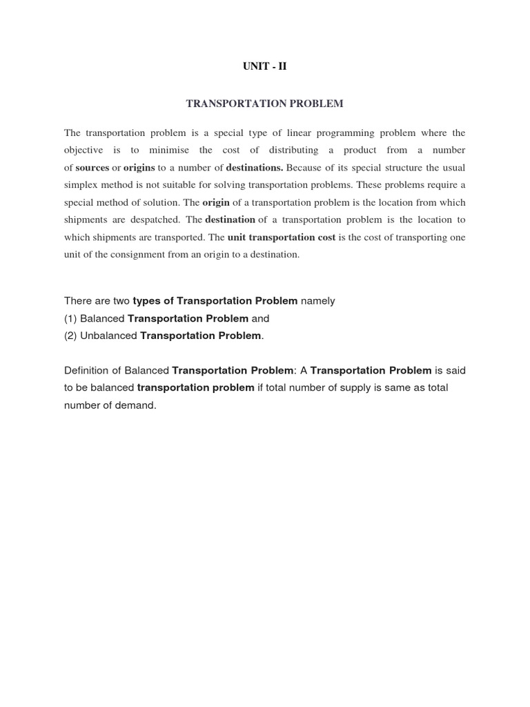 Transportation Problem Pdf Mathematics Of Computing Numerical Analysis