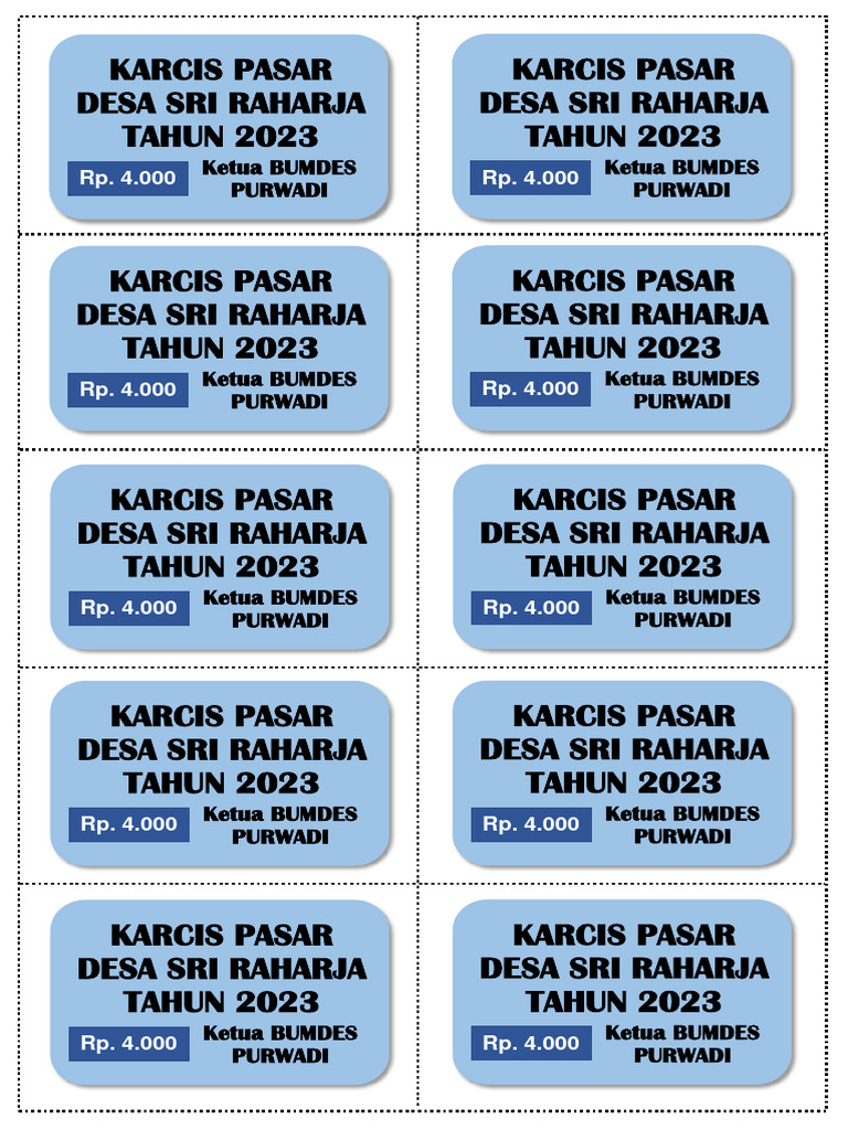 Karcis Pasar Sri Raharja 2023 | PDF