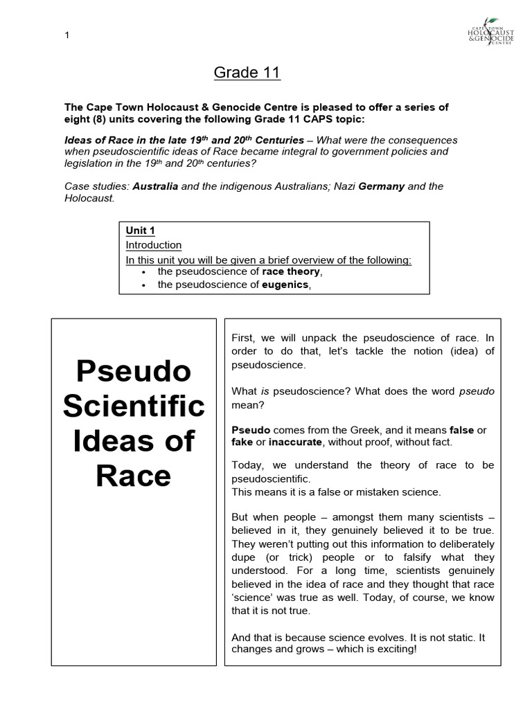 Grade 11 Learners Unit 1 English | PDF | Pseudoscience | Race (Human Categorization)