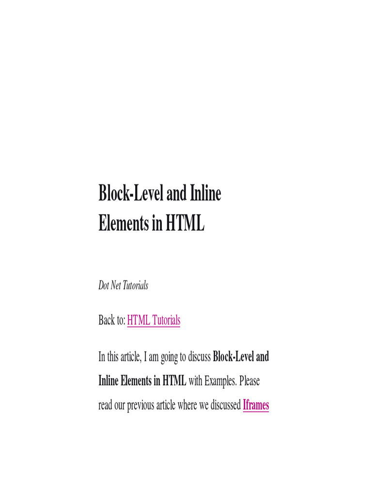 Block-Level and Inline Elements in HTML | PDF | Html Element | Software Engineering