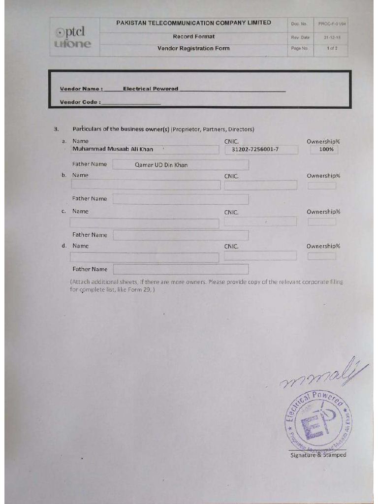 Additional PTCL Form Pages | PDF