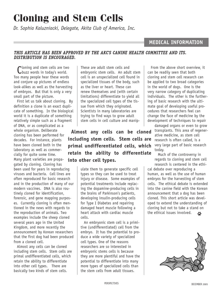 Cloning and Stem Cells | Download Free PDF | Stem Cell | Cloning