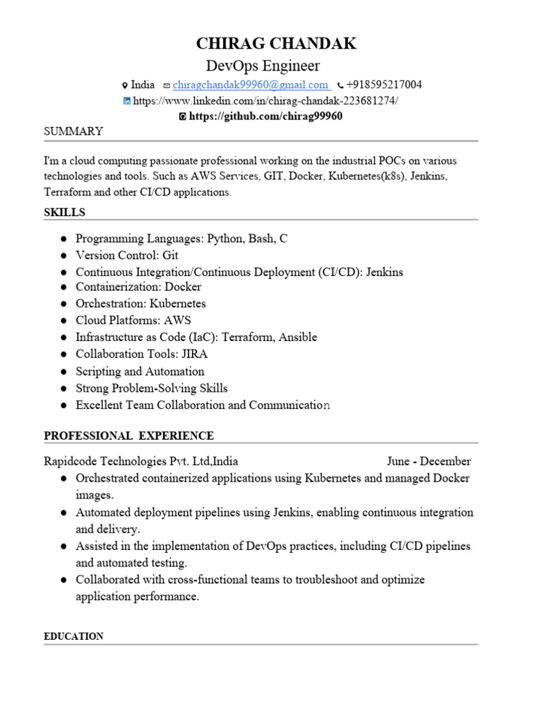 Anshu Varshney DevOps Fresher Resume | PDF | Amazon Web Services | Cloud Computing