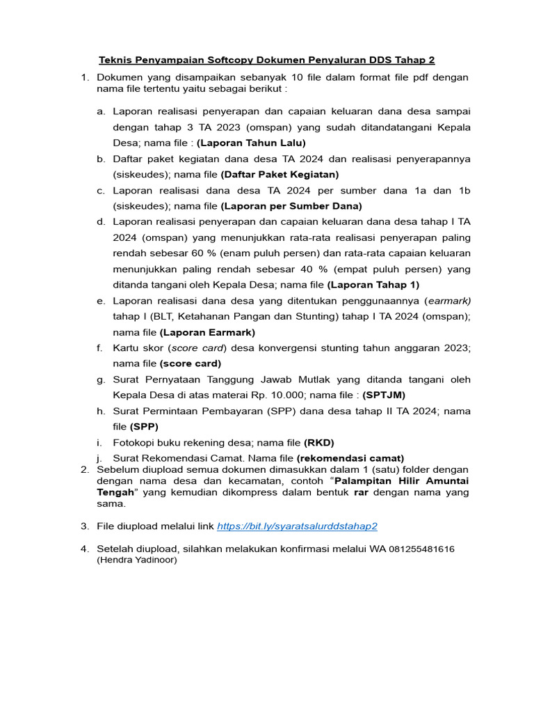 Teknis Penyampaian Softcopy Dokumen Penyaluran DDS Tahap 2 | PDF
