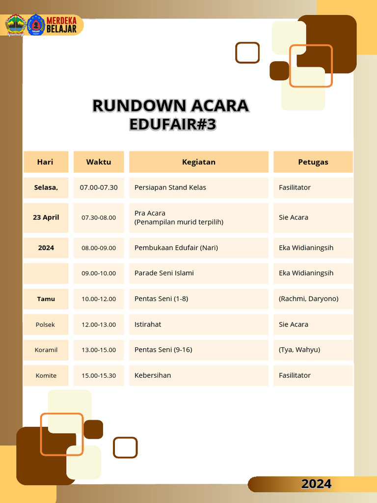 Rundown Edufair 2024: Kegiatan dan Petugas | PDF