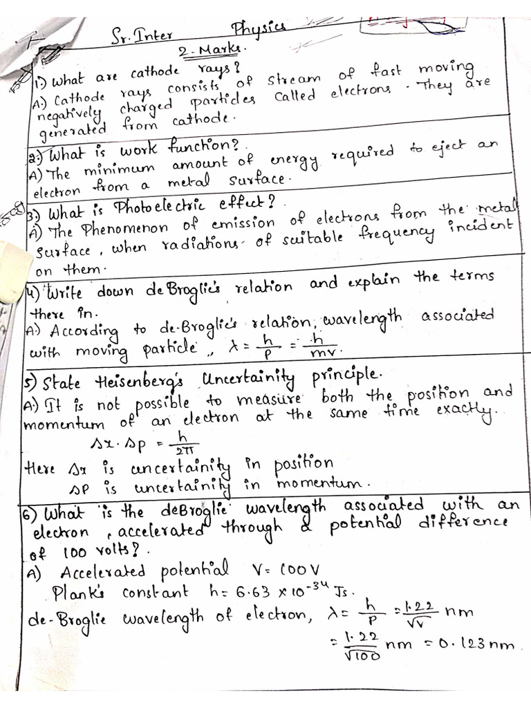 Physics 2 Marks | PDF