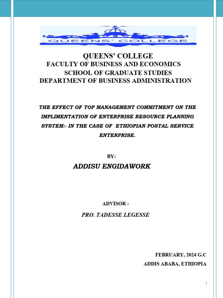 Addis Engidawork Thesis Final | PDF | Enterprise Resource Planning | Statistics