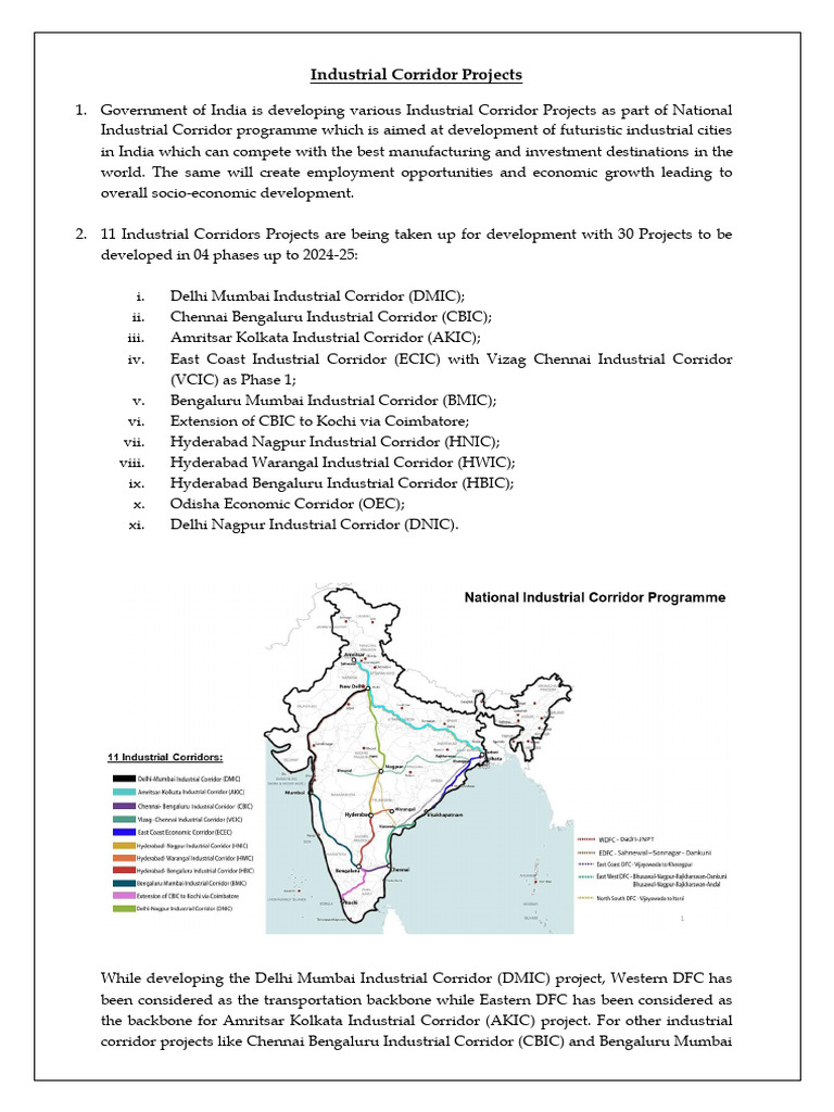 Industrial Corridor Projects | PDF | Economy Of India