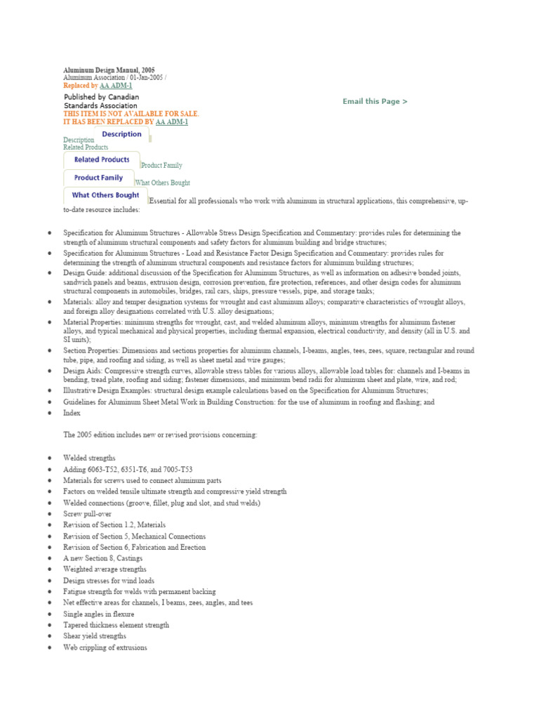 About Aluminum Design Manual | PDF | Strength Of Materials | Bending