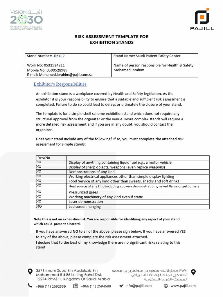 Risk Assessment Form Pajil | PDF | Risk | Safety