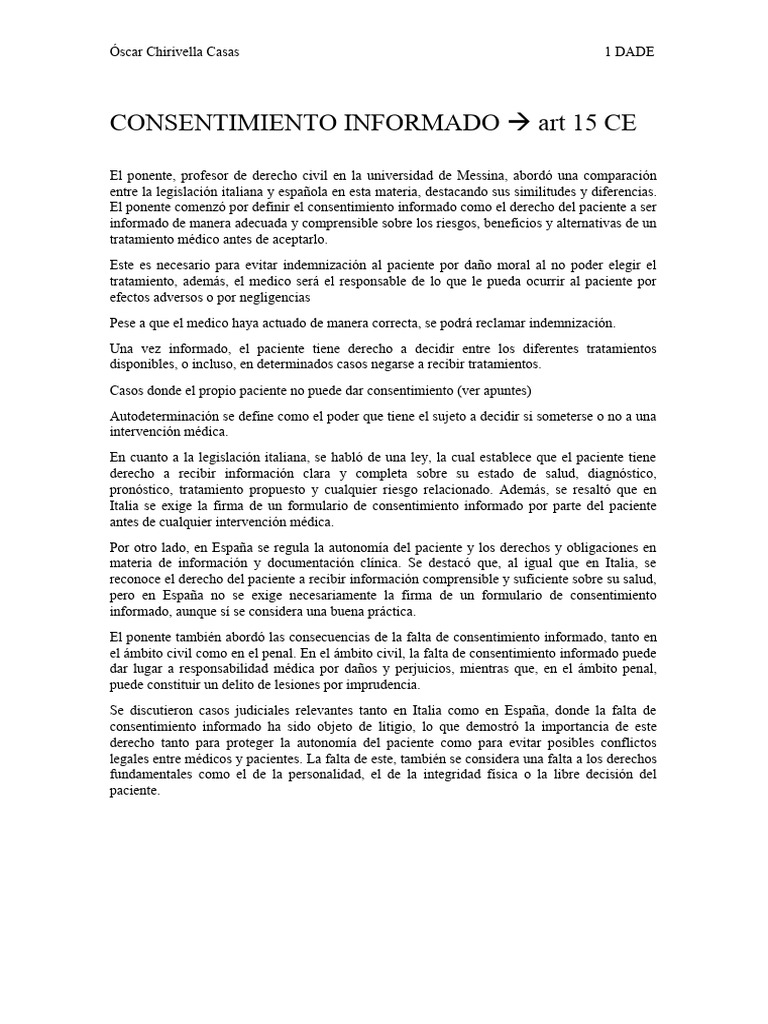 Consentimiento Informado | PDF | Consentimiento informado | Justicia