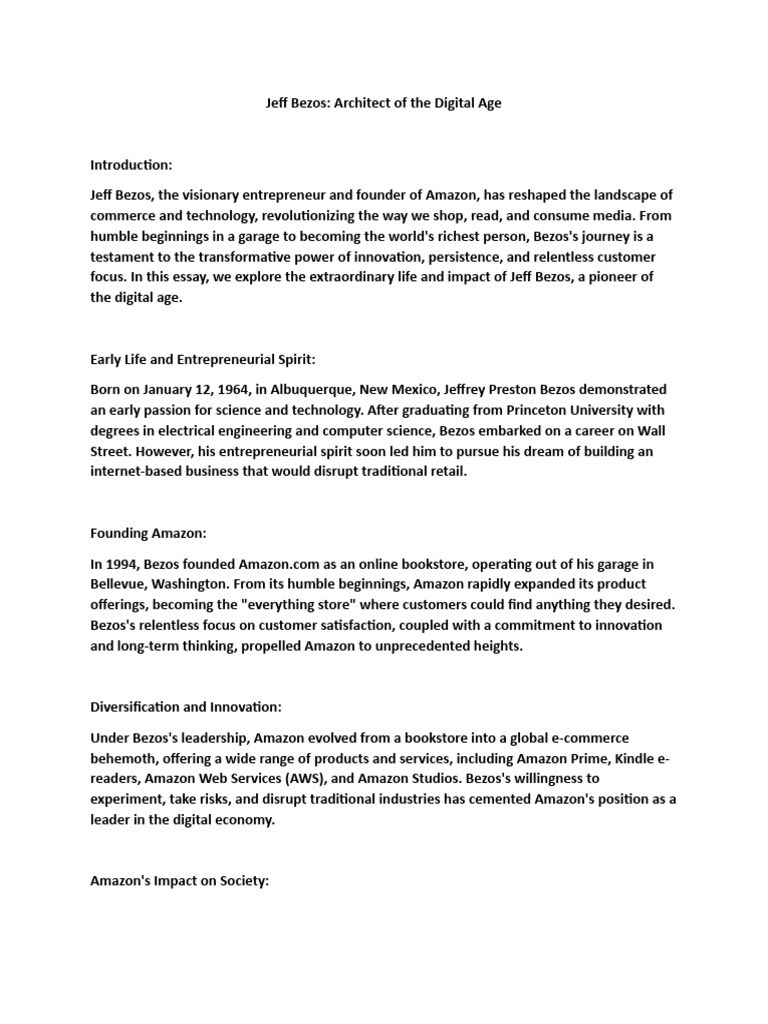 Jeff Bezos - Architect of The Digital Age | PDF | Economies | Business