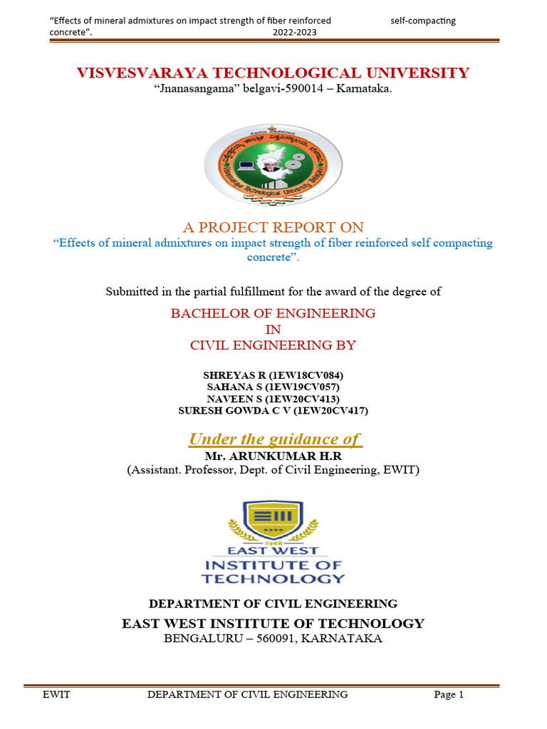 Project Report (Batch 20) Ssns | PDF | Concrete | Fibers